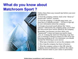 Matchroom Sport interview questions and answers | PPT