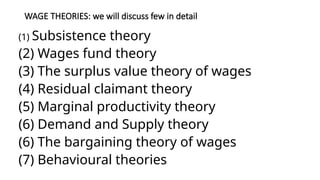 Economic throeires of wages and its important in current scenario | PPT
