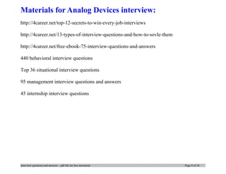 Analog Devices interview questions and answers | DOC
