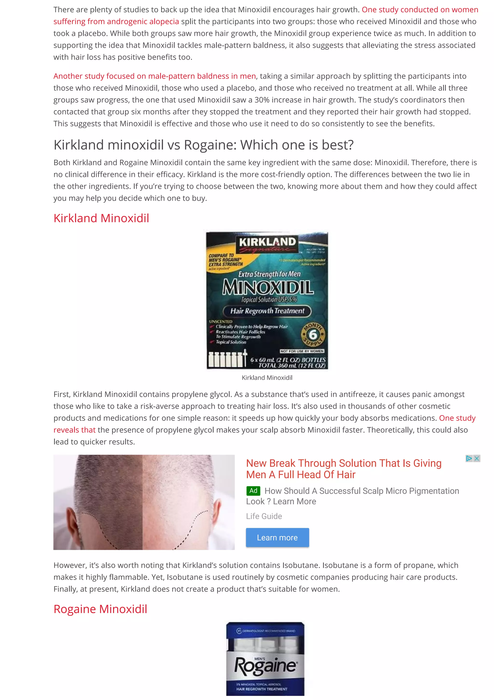 KIRKLAND MINOXIDIL VS ROGAINE: WHICH ONE SHOULD YOU BUY? | PDF