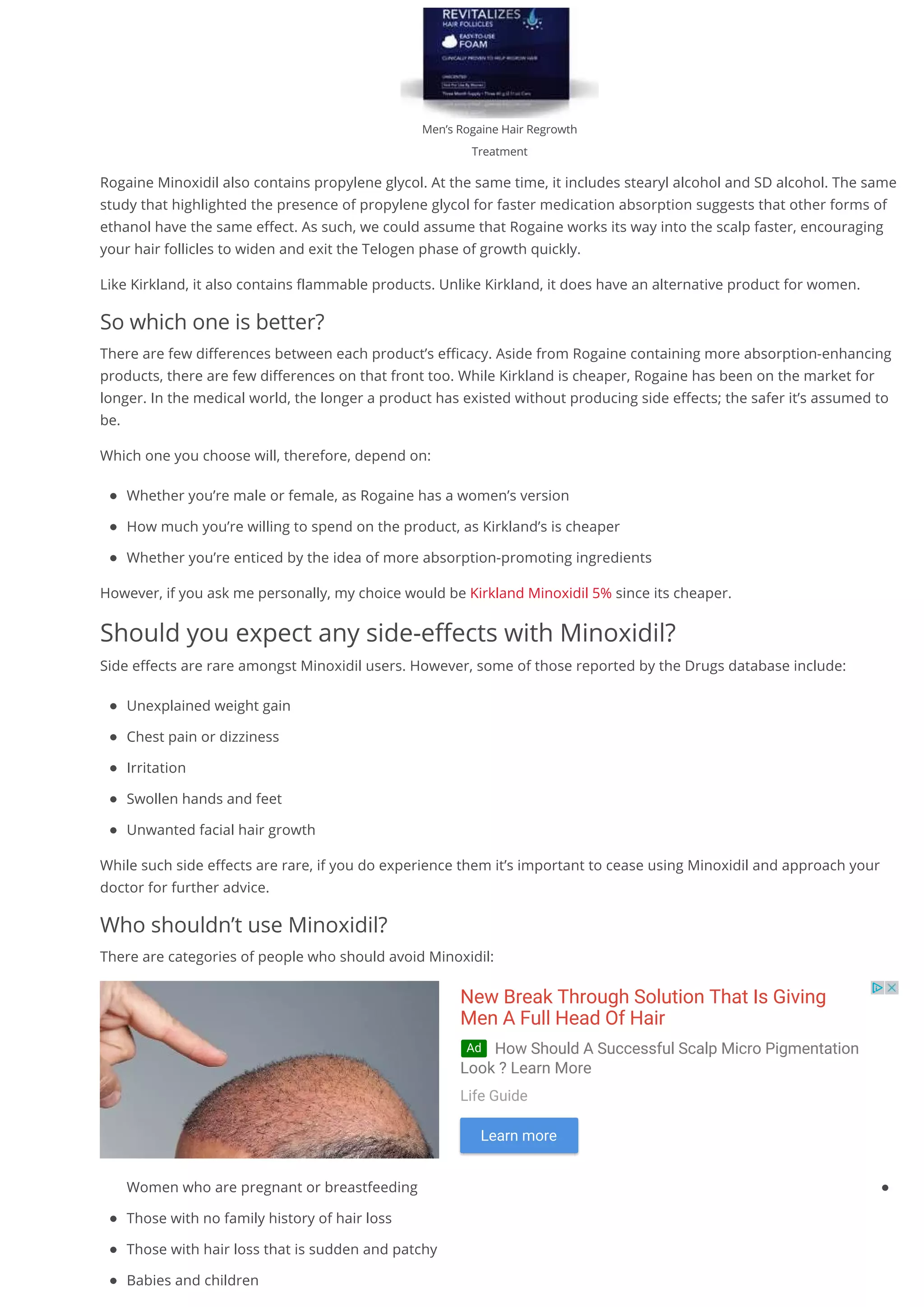 KIRKLAND MINOXIDIL VS ROGAINE: WHICH ONE SHOULD YOU BUY? | PDF
