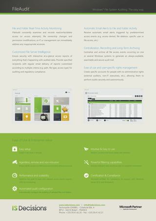 FileAudit Datasheet | PDF | Operating Systems | Computer Software and Applications