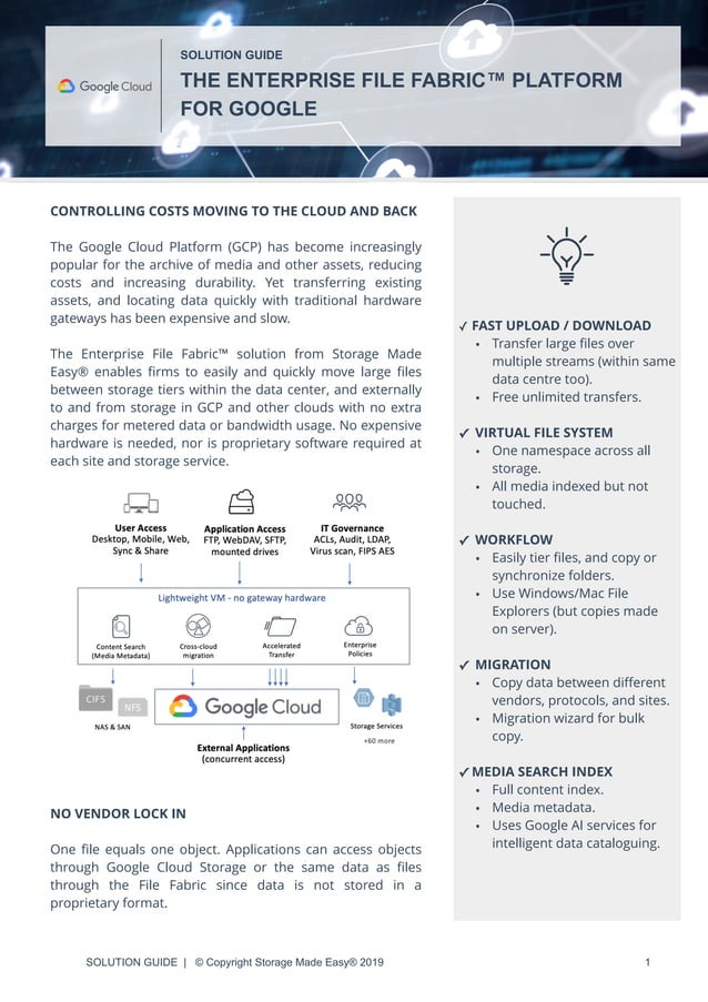 The Enterprise File Fabric for Google Cloud Platform | PDF