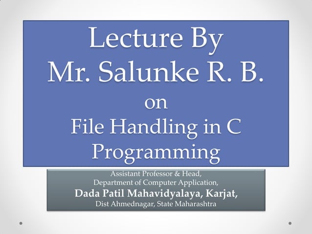 File Handling in C Programming | PDF | Operating Systems | Computer Software and Applications
