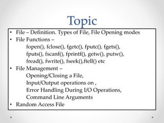 File Handling in C Programming | PPT