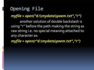 FILE HANDLING in python to understand basic operations. | PPTX ...