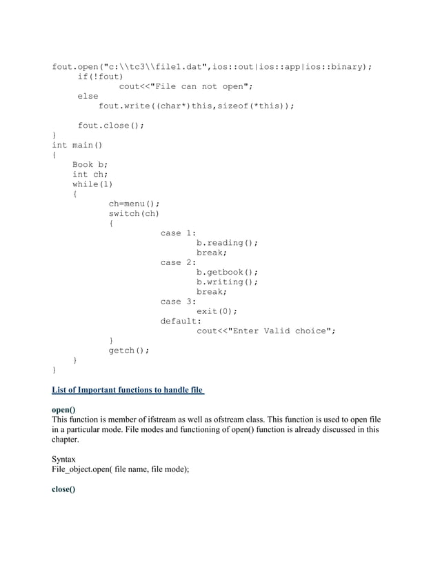 File handling in c++ | PDF