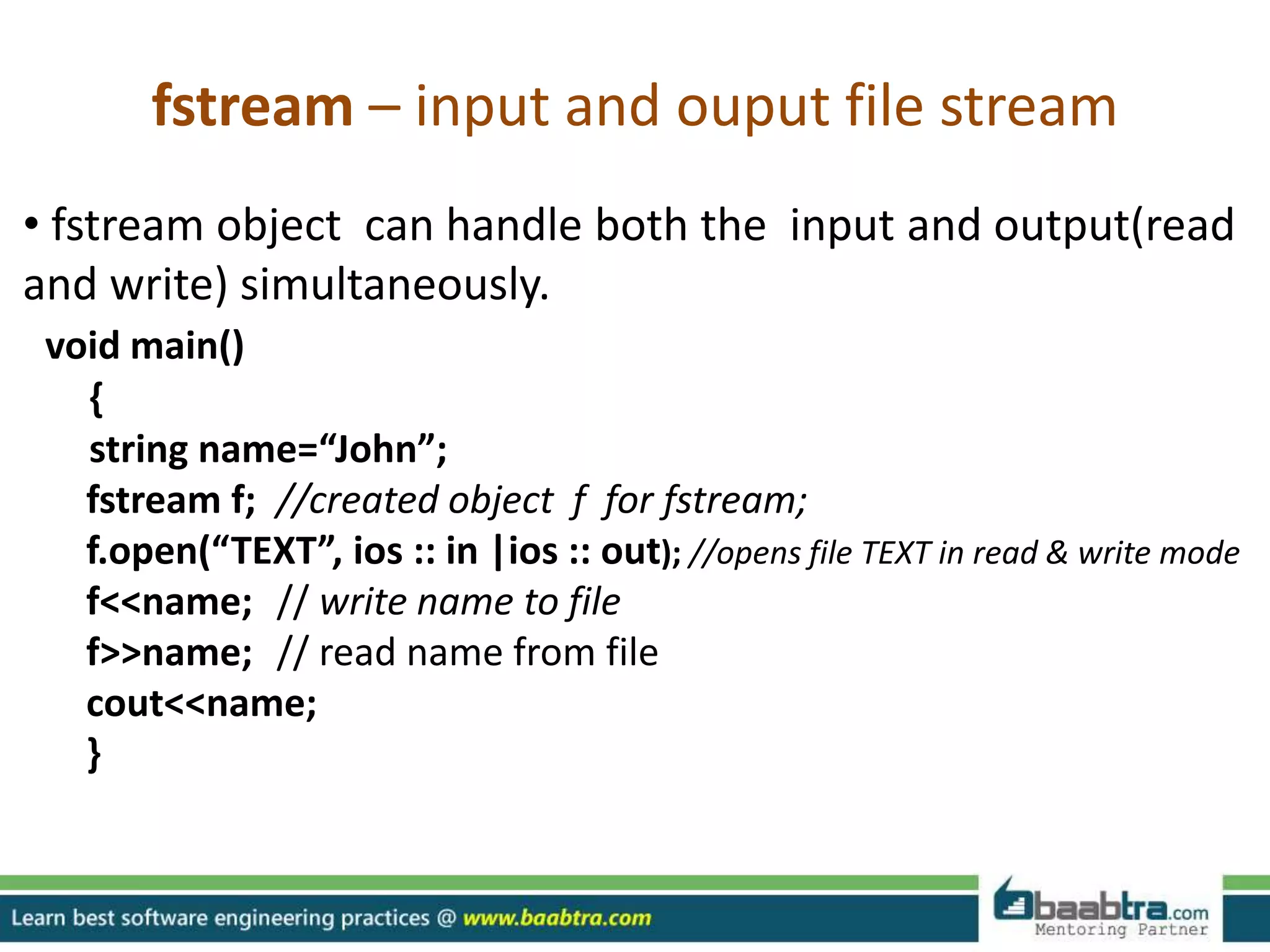 File handling in c++ | PPTX