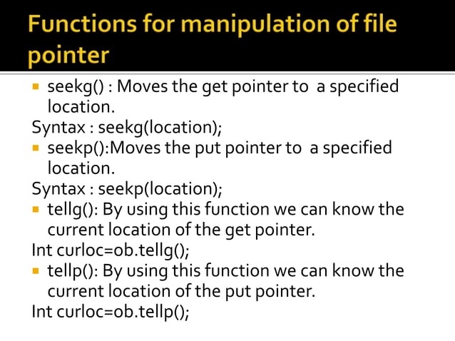 File handling in c++ | PPTX | Programming Languages | Computing