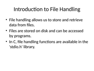 File_Handling_in_C_Programming for First Year Engineering | PPT