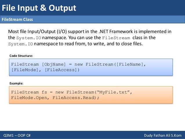 Object Oriented Programming File Input And Output