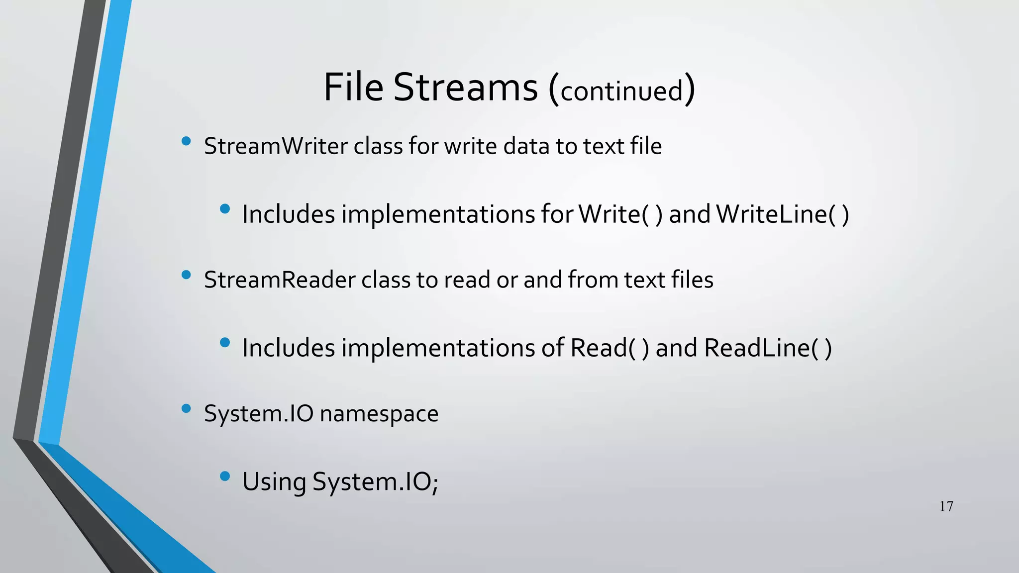 C# File IO Operations | PPTX