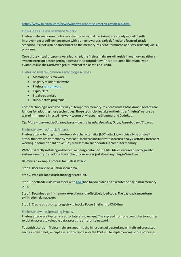 Fileless malware | PDF