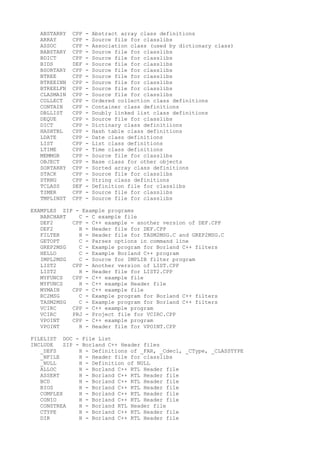 Filelist | DOC | Programming Languages | Computing