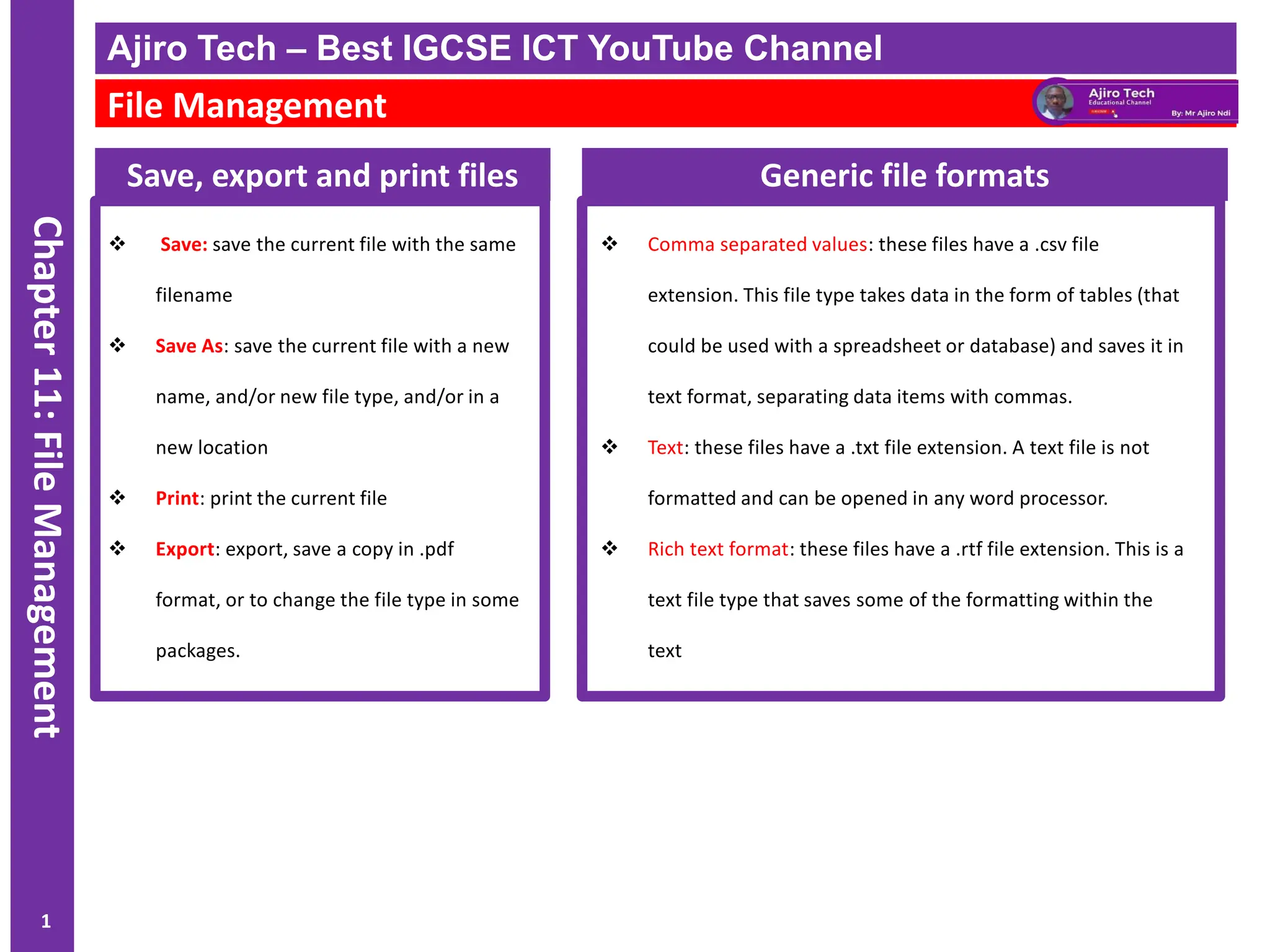 IGCSE ICT - File Management - Ajiro Tech | PDF