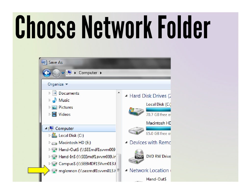 File management: Network folder in Windows