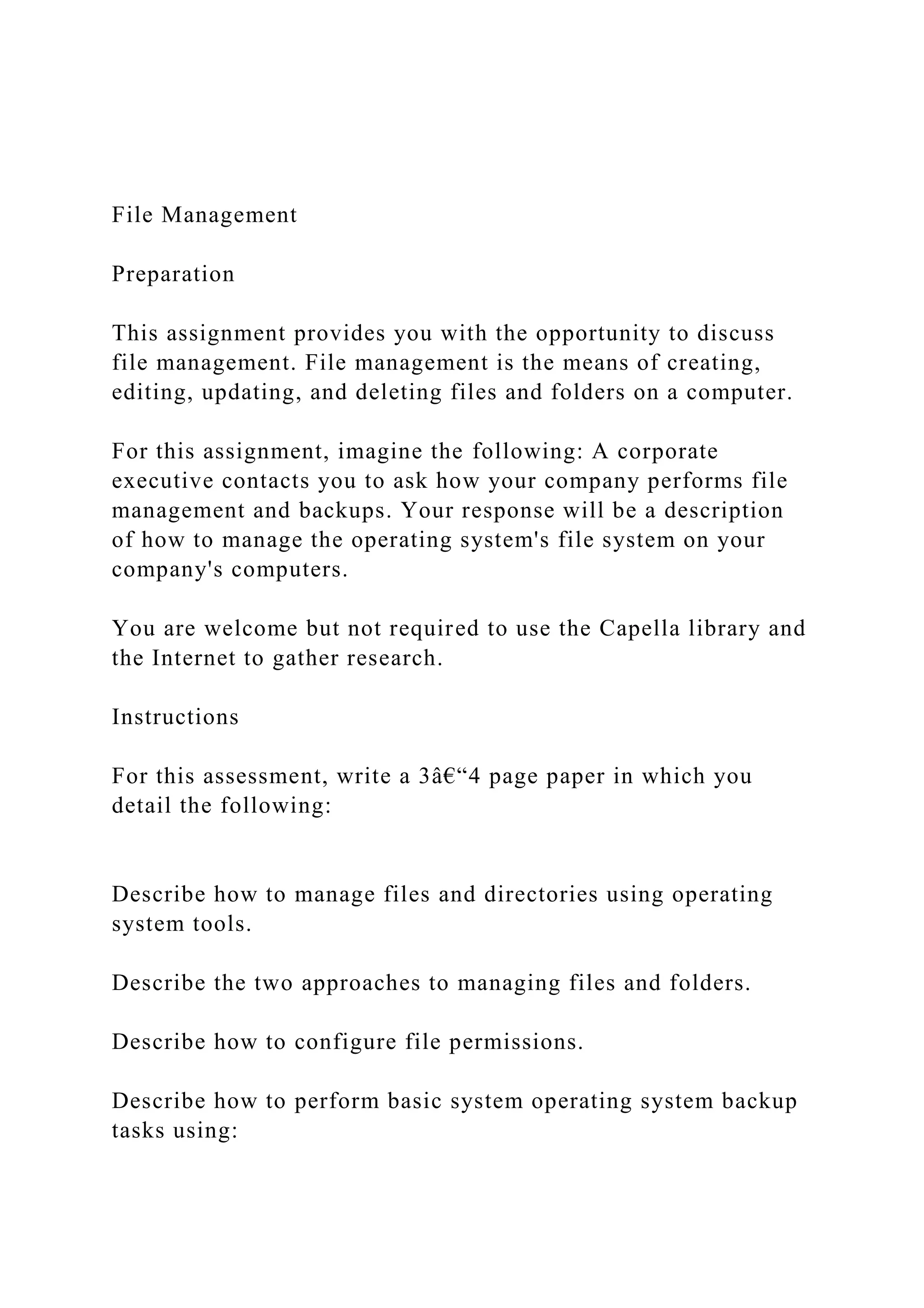 File ManagementPreparationThis assignment provides you w | DOCX