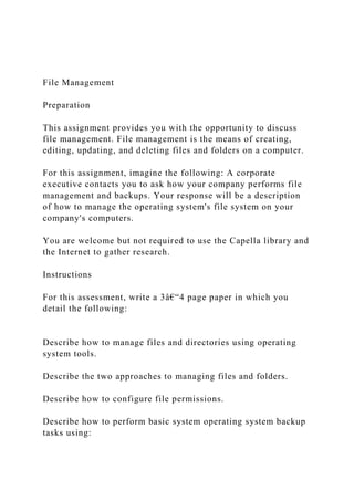 File ManagementPreparationThis assignment provides you w | DOCX