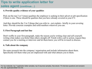 sales agent application letter | PPT