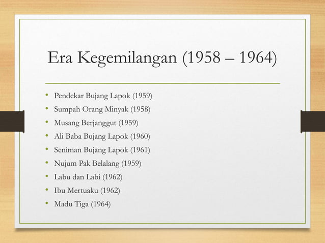 Senarai penuh semua filem Allahyarham Tan Sri P Ramlee | PPT