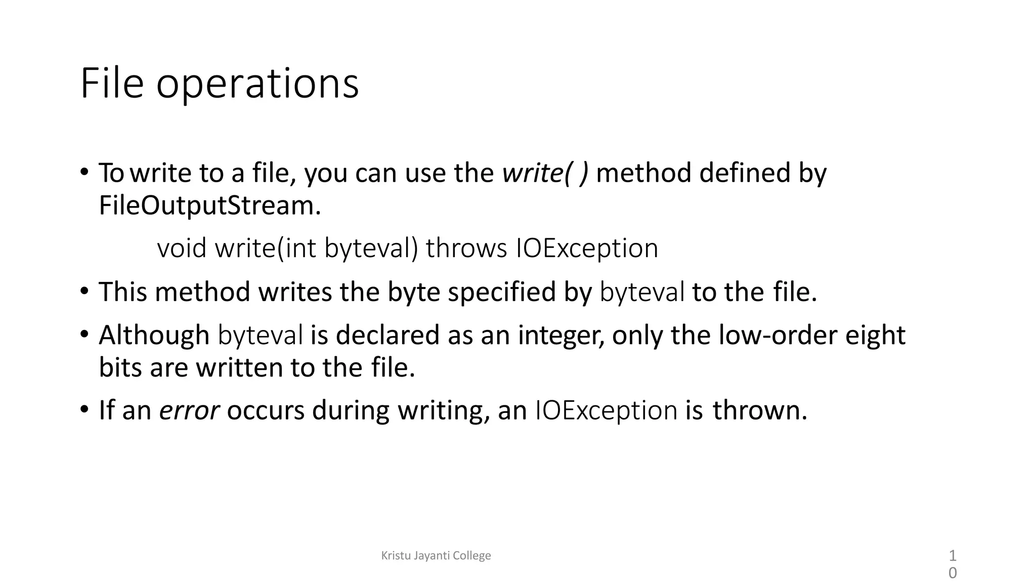 Various types of File Operations in Java | PPTX | Programming Languages | Computing