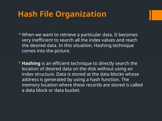 file organization ppt on dbms types of f | PPT