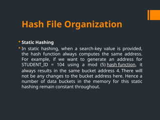 file organization ppt on dbms types of f | PPT