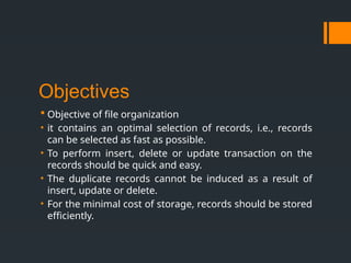 file organization ppt on dbms types of f | PPT