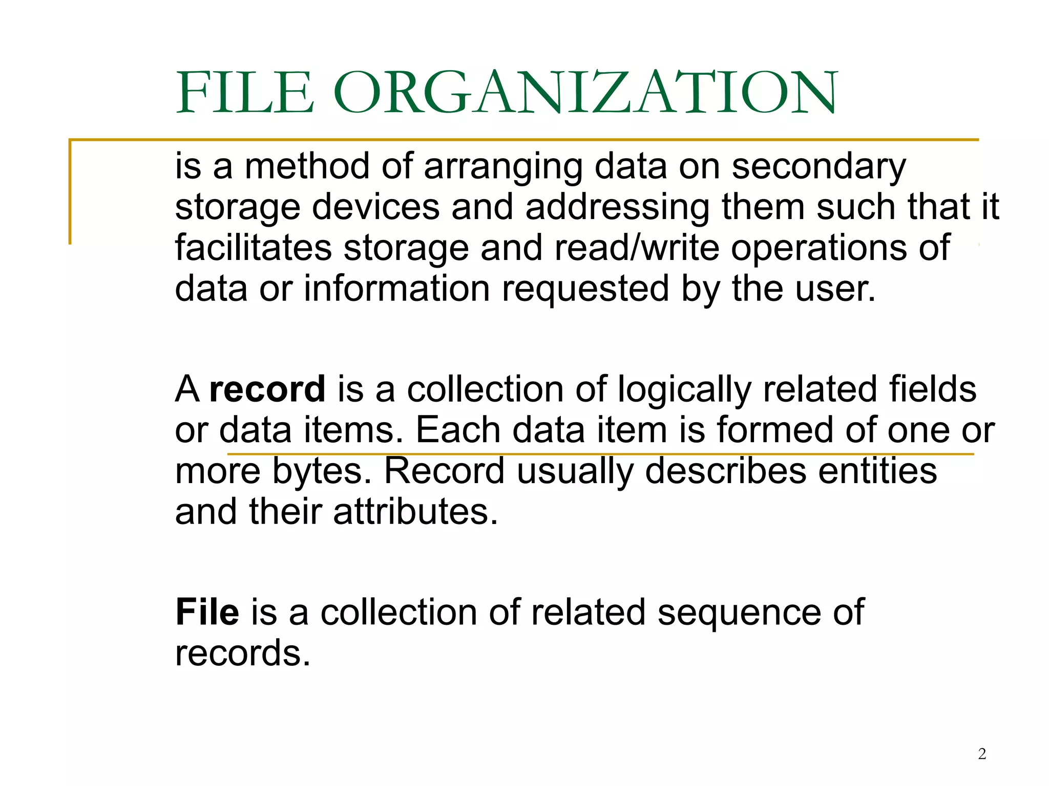 File organization and indexing | PPT