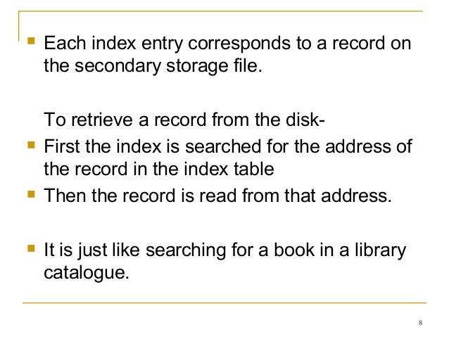 File organization and indexing