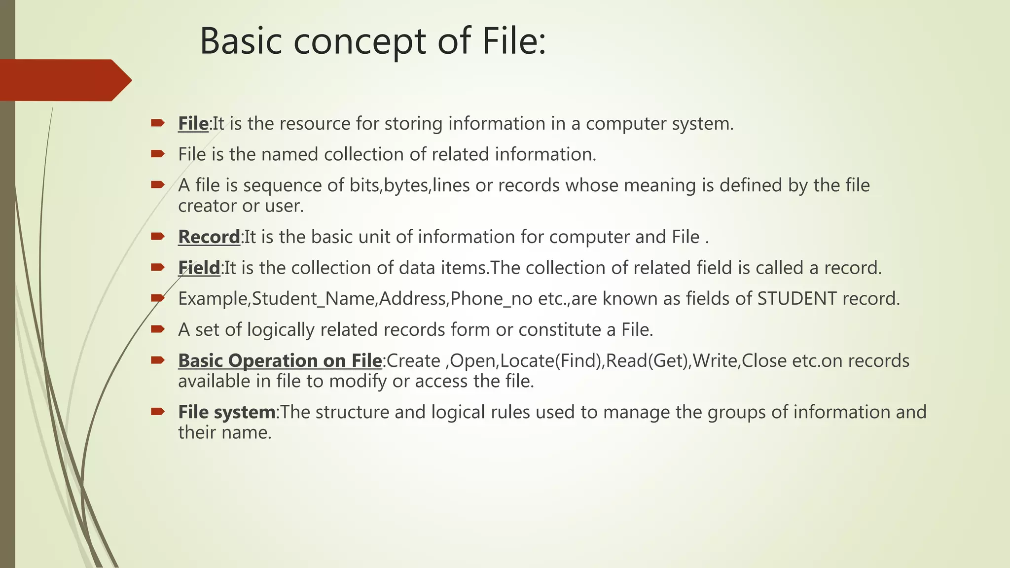 File organization and introduction of DBMS | PPTX