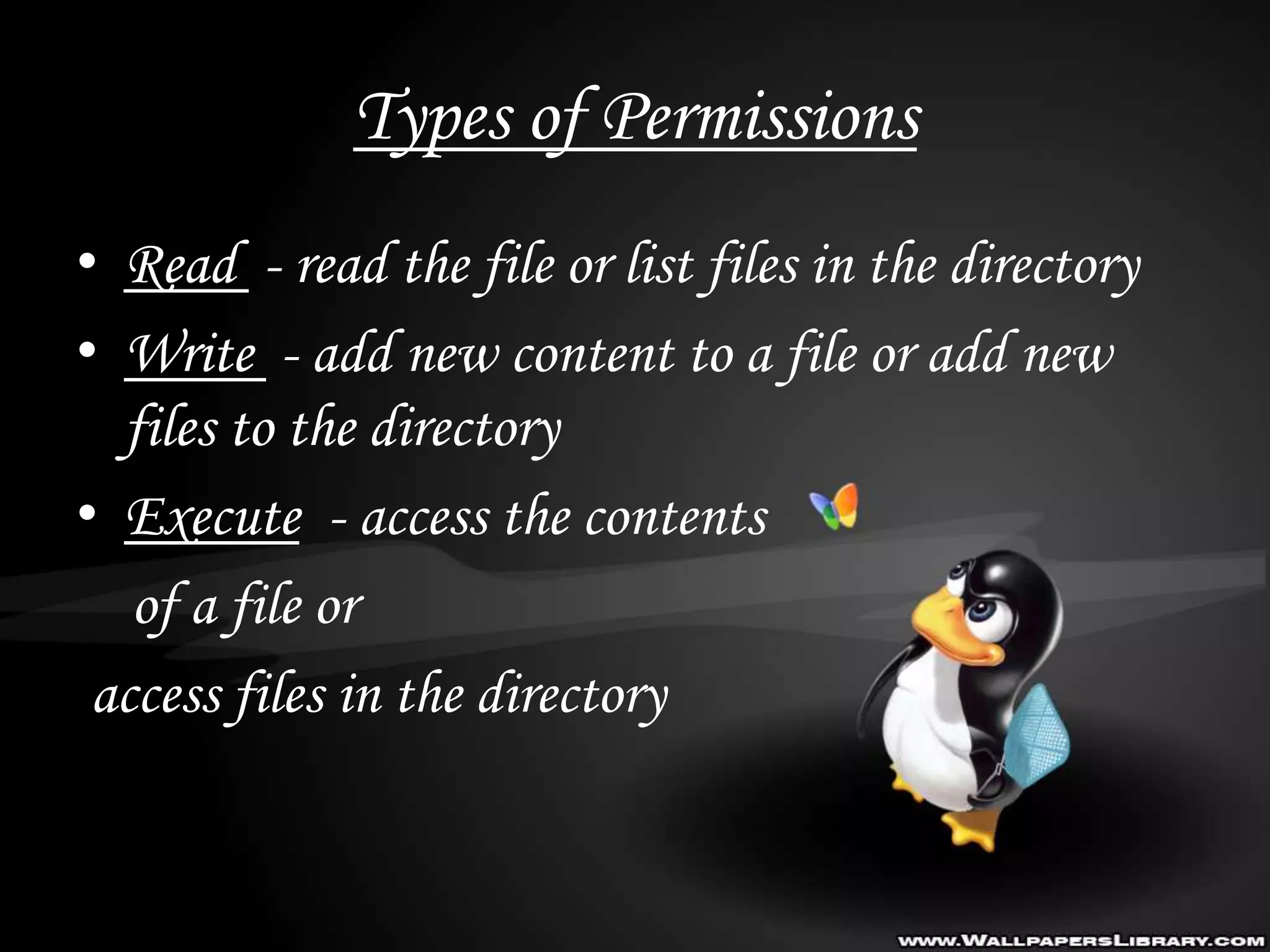 Filepermissions in linux | PPTX