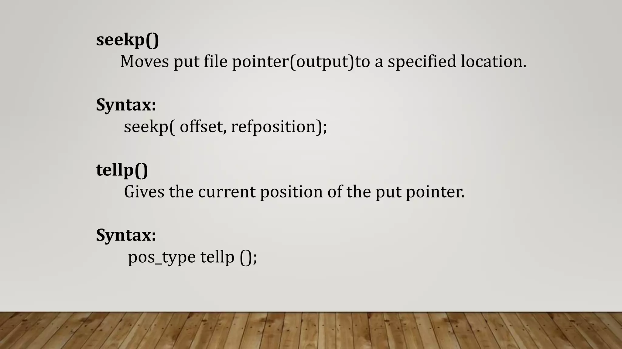 File Pointers And Manipulatorspptx