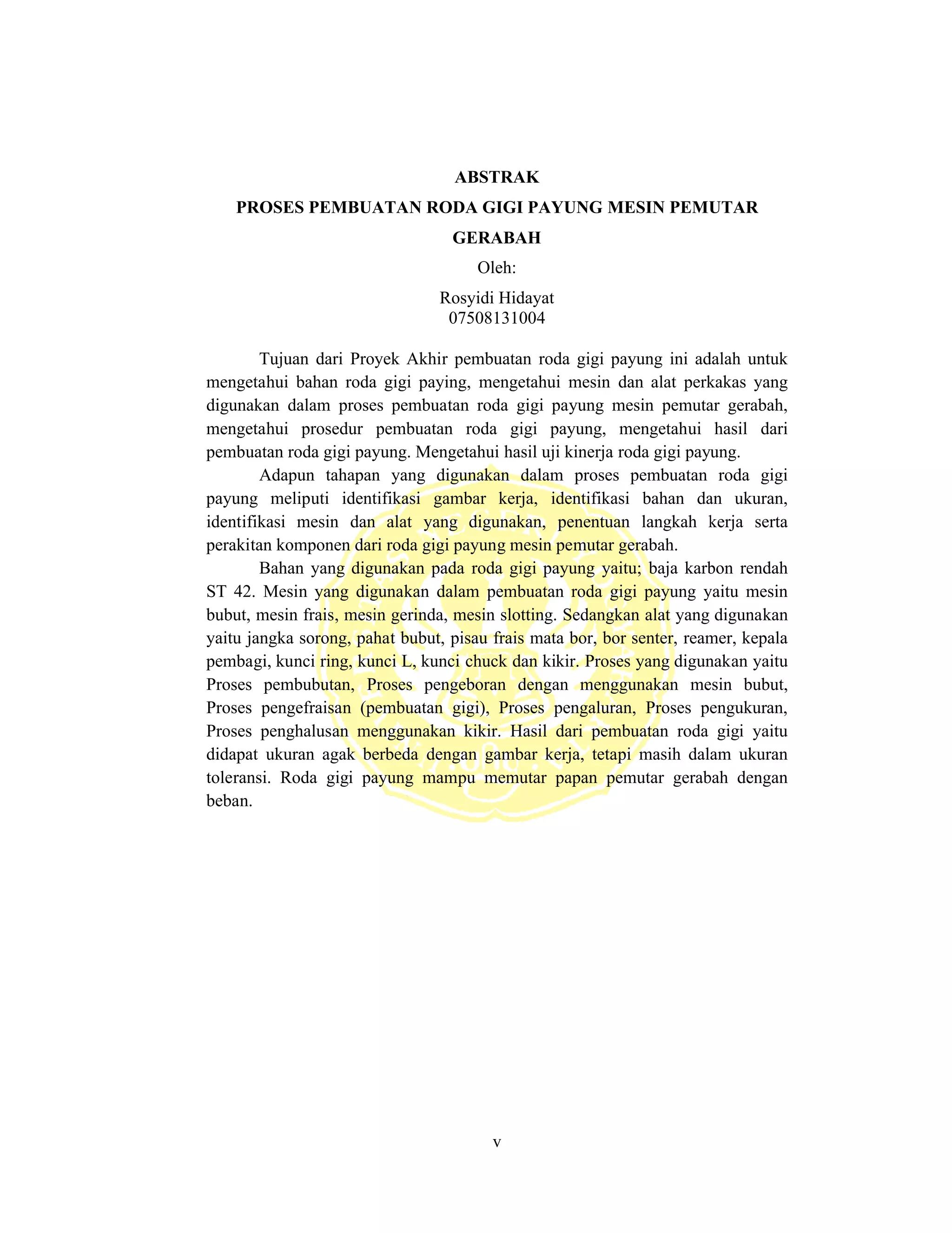 File proses pembuatan roda gigi supriyadi | PDF