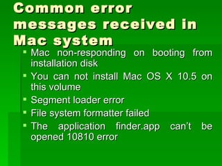 Fix Mac OS Errors & recover lost data | PPT