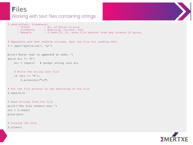 Python programming : Files | PDF