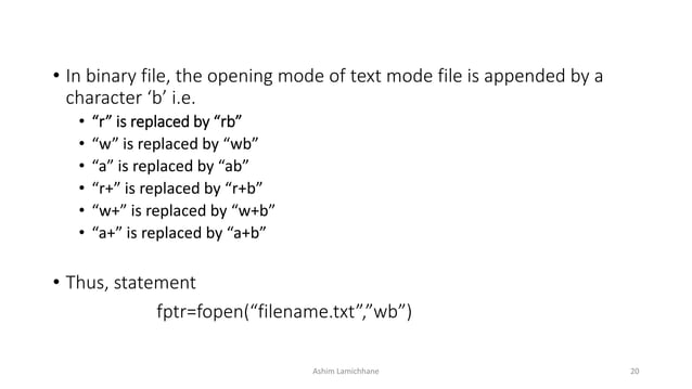 UNIT 10. Files and file handling in C | PPTX