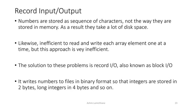 UNIT 10. Files and file handling in C | PPTX