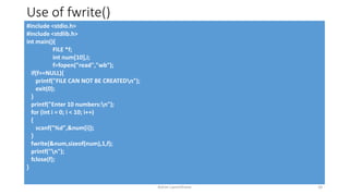 UNIT 10. Files and file handling in C | PPTX