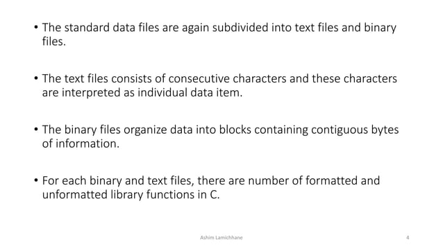 UNIT 10. Files and file handling in C | PPTX