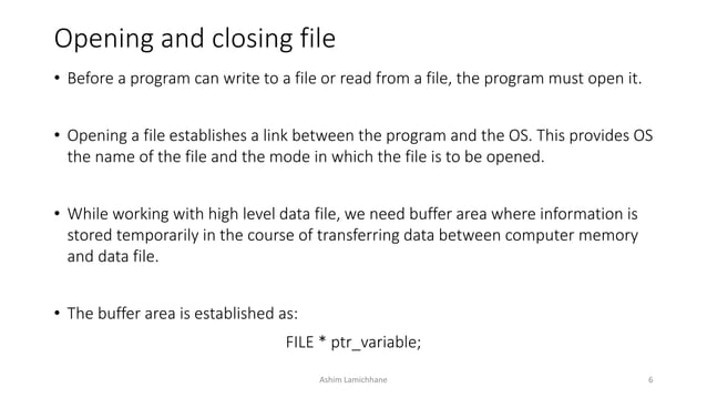 UNIT 10. Files and file handling in C | PPTX