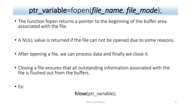 UNIT 10. Files and file handling in C | PPTX