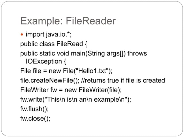 Files and streams In Java | PPTX | Programming Languages | Computing