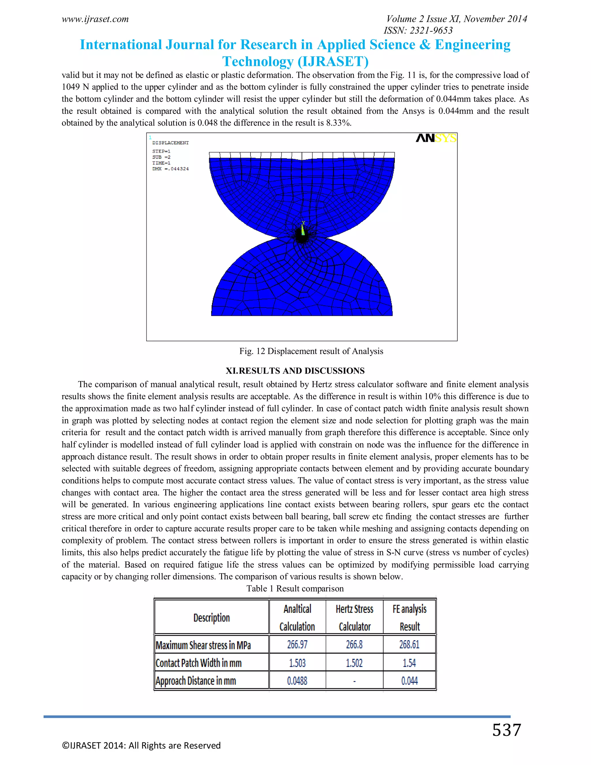 Hertz Contact Stress Analysis and Validation Using Finite Element Analysis | PDF