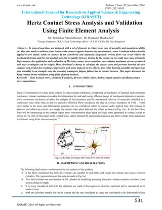 Hertz Contact Stress Analysis and Validation Using Finite Element ...