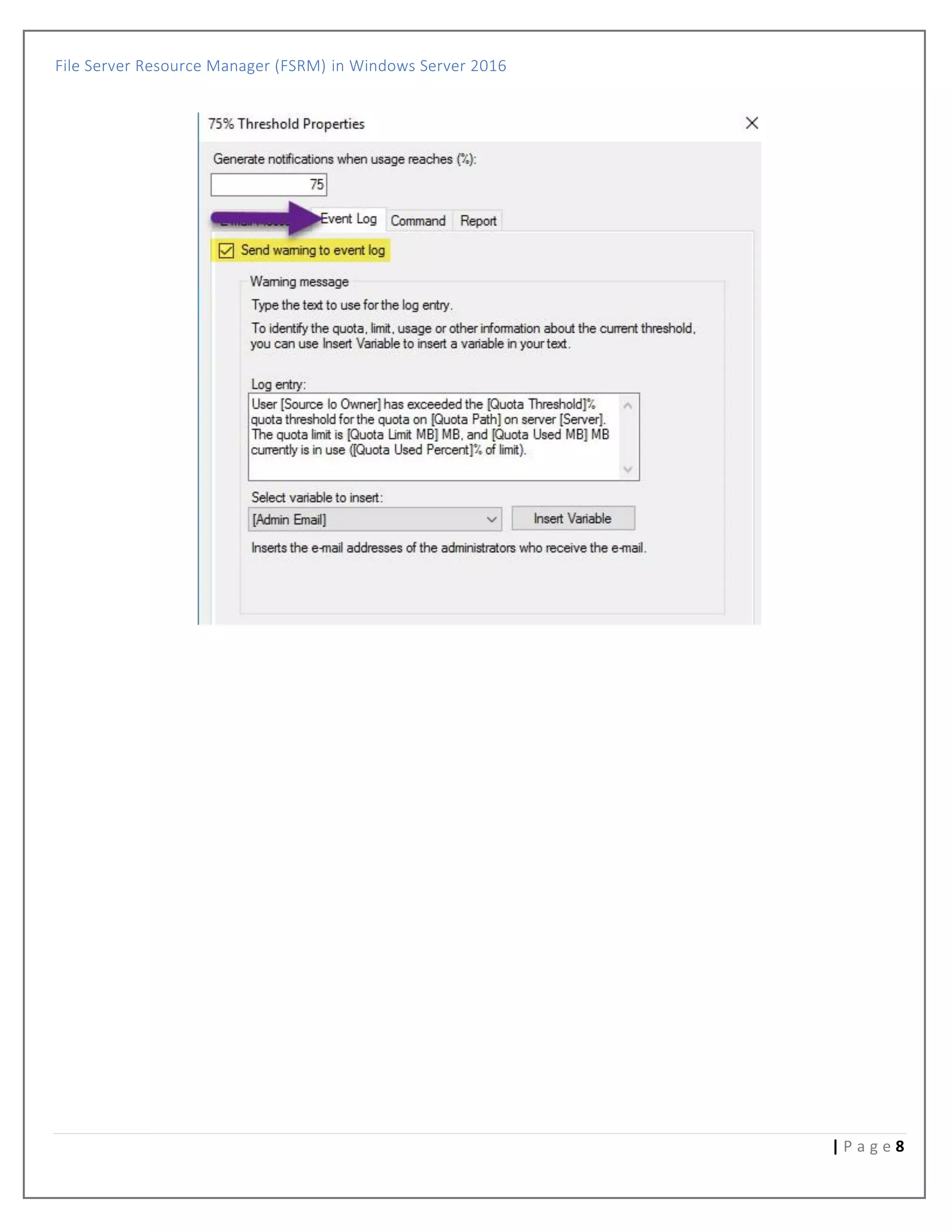 File Server Resource Manager Fsrm In Windows Server 2016 Pdf