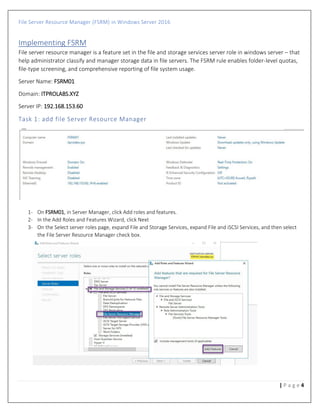 File server resource manager (fsrm) in windows server 2016 | PDF