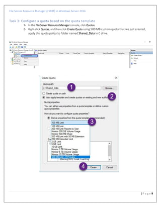 File server resource manager (fsrm) in windows server 2016 | PDF