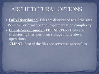 File service architecture and network file system | PPT