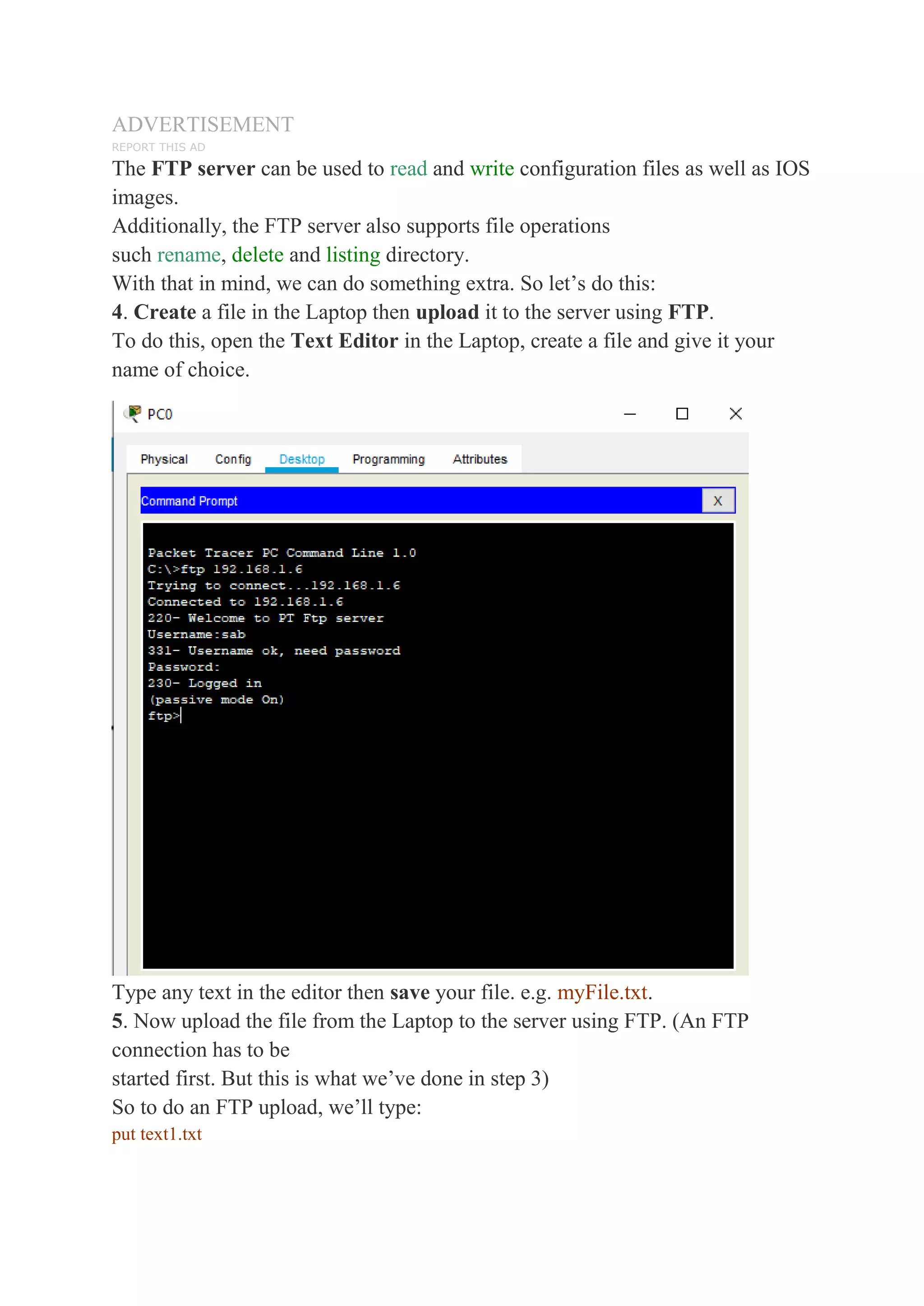File server on using cisco packet tracer | PDF